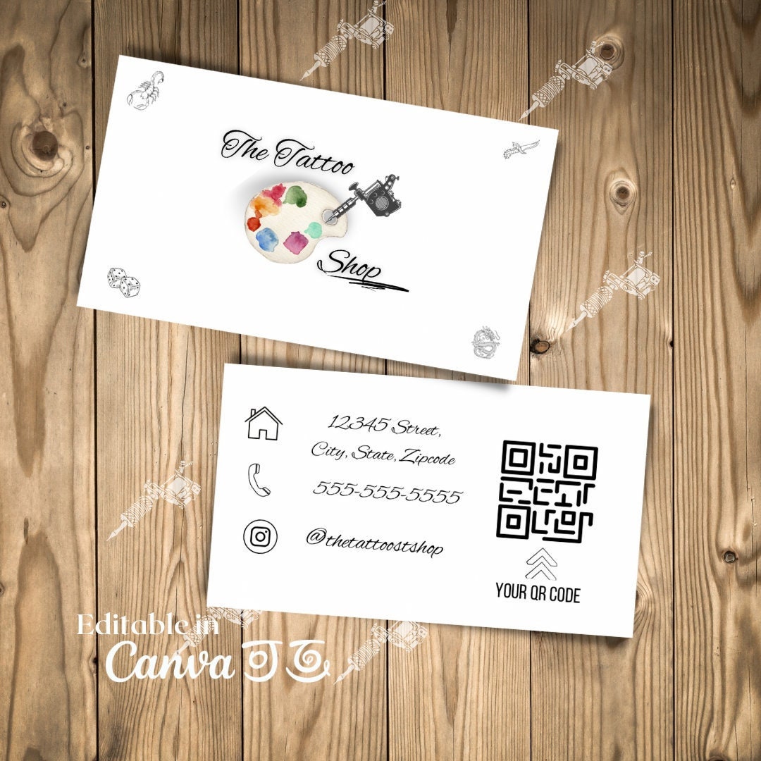 Tattoo Business Card | Digital Business Card | Editable Business Card ...