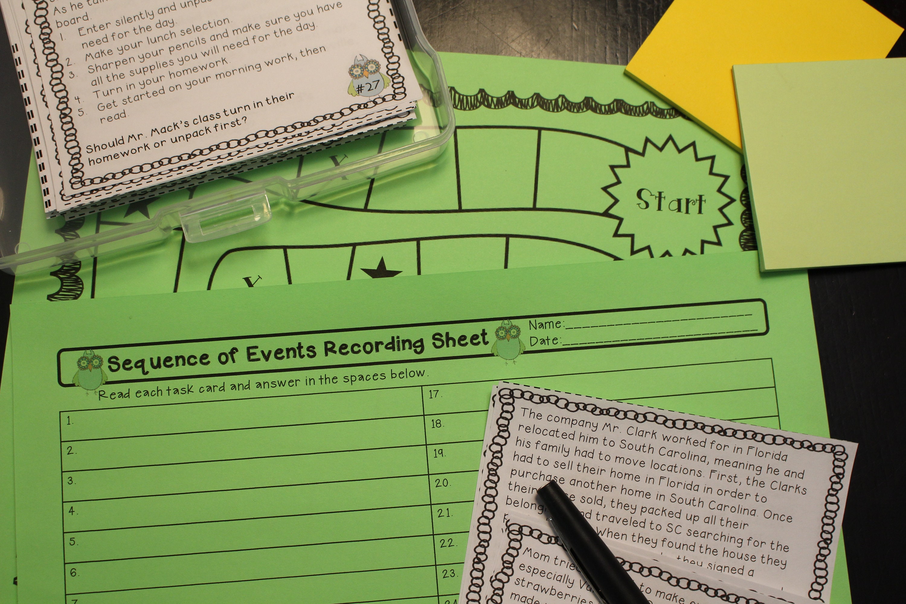 Sequence of Events Task Cards: 32 Task Cards + Poster & Game Boards ...