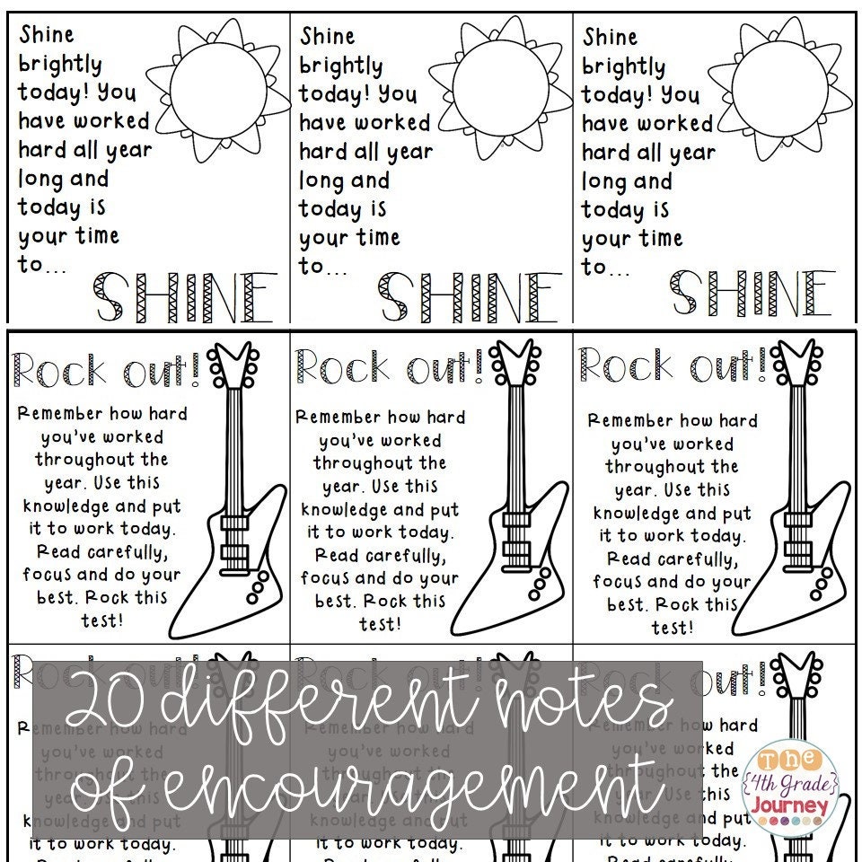 Notes of Encouragement for Standardized Testing | Positive Testing ...
