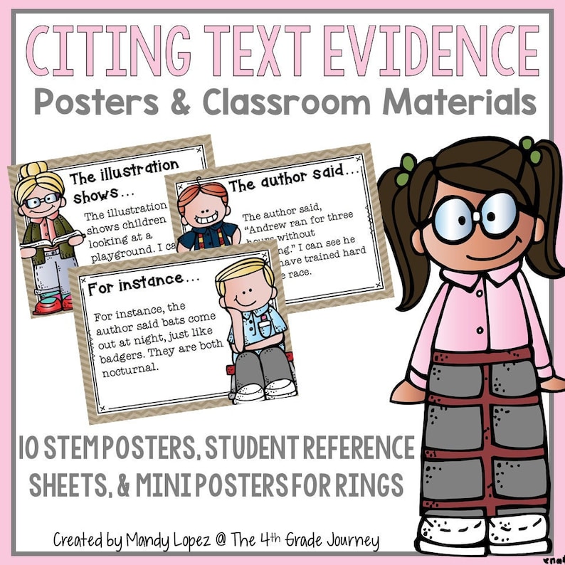 Citing Text Evidence Posters & Classroom Materials INSTANT DOWNLOAD - Etsy