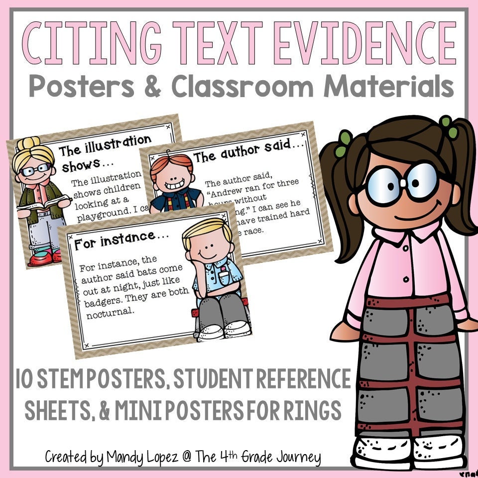 Citing Text Evidence Posters & Classroom Materials INSTANT DOWNLOAD - Etsy