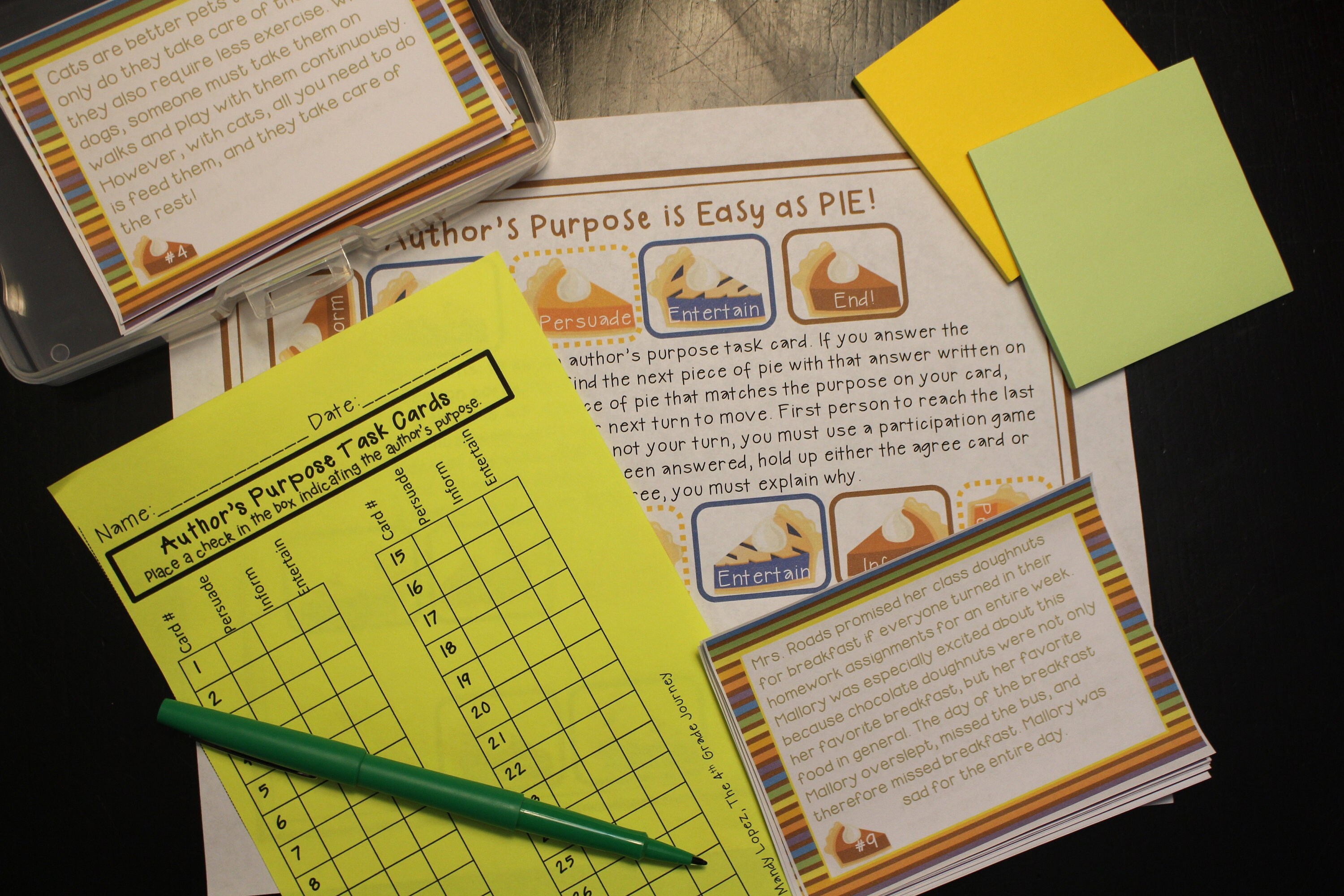 Author's Purpose Task Cards {28 Task Cards, Game Board, Participation ...