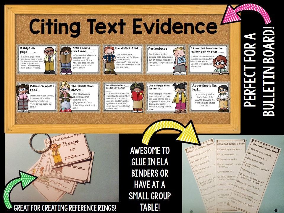 Citing Text Evidence Posters & Classroom Materials INSTANT DOWNLOAD - Etsy