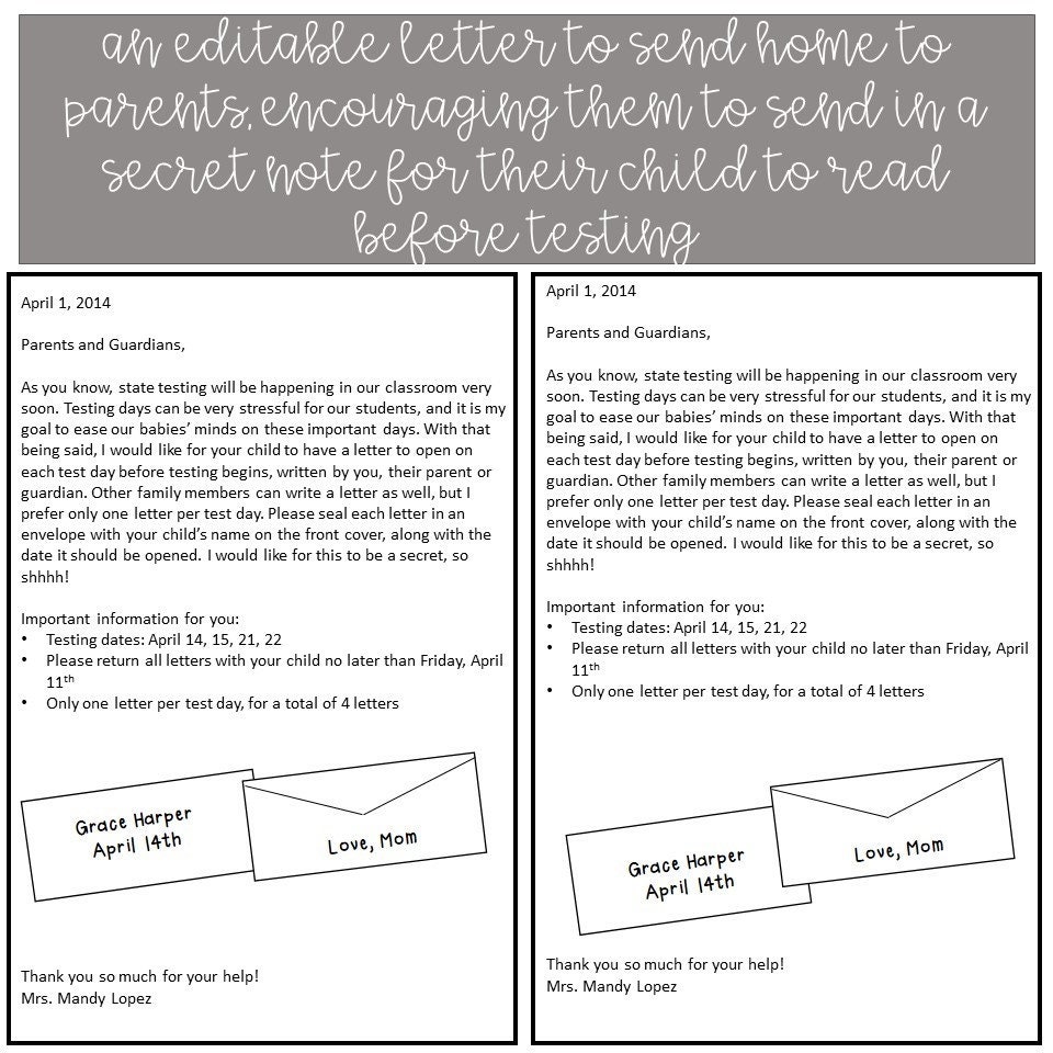 Notes of Encouragement for Standardized Testing | Positive Testing ...