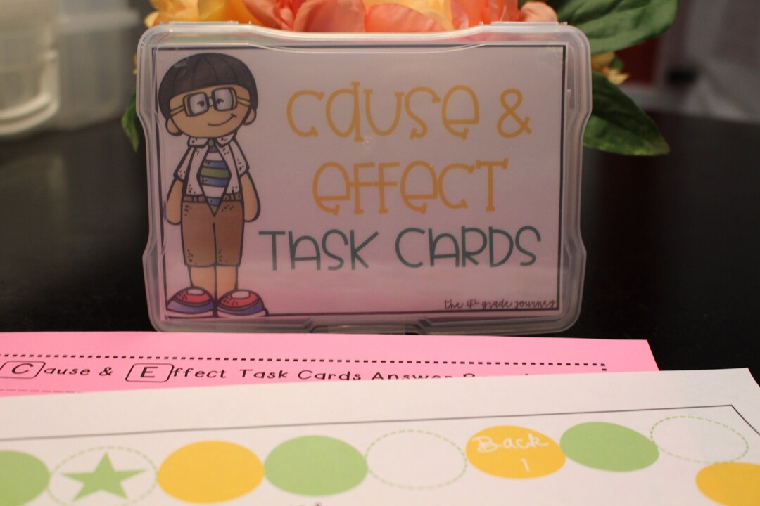 Tarjetas de tareas de causa y efecto 40 tarjetas diferenciadas, póster ...