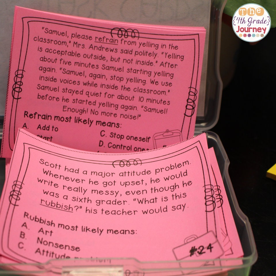 Context Clues Task Cards: 32 DIFFERENTIATED Task Cards + Game Boards ...