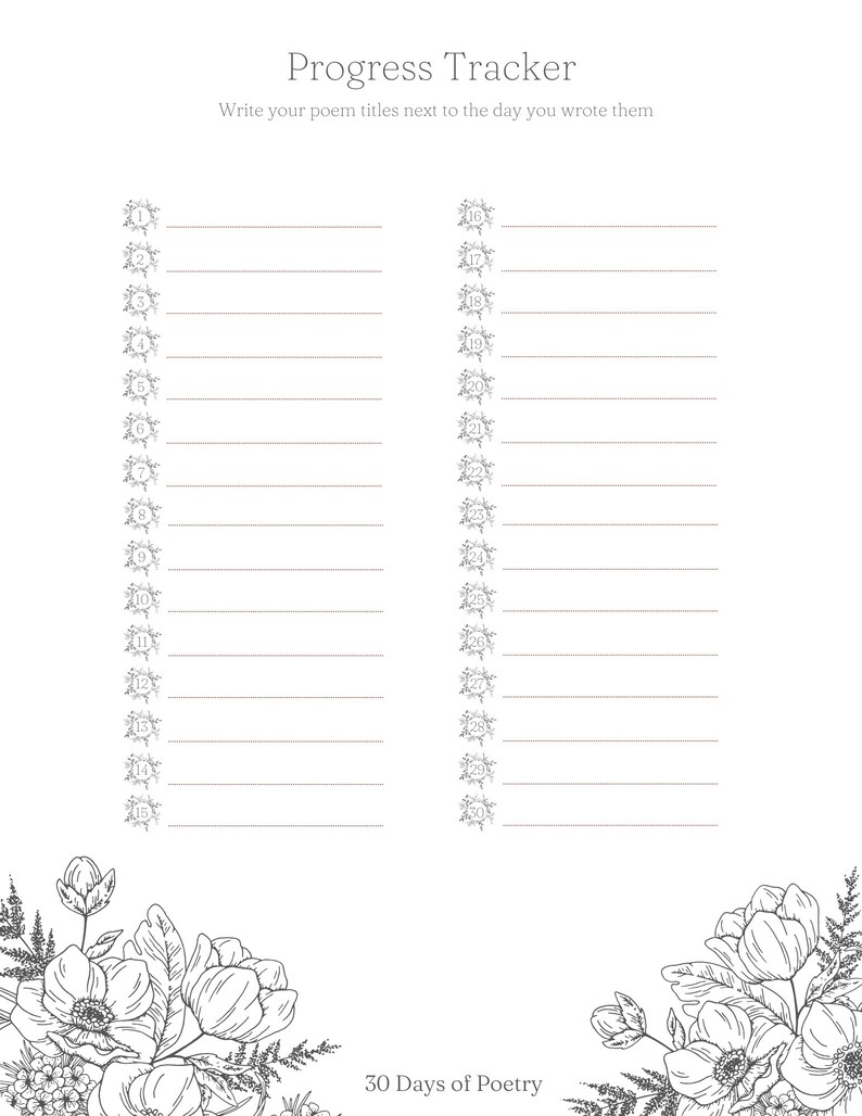 30 Days of Poetry Digital Download - Etsy