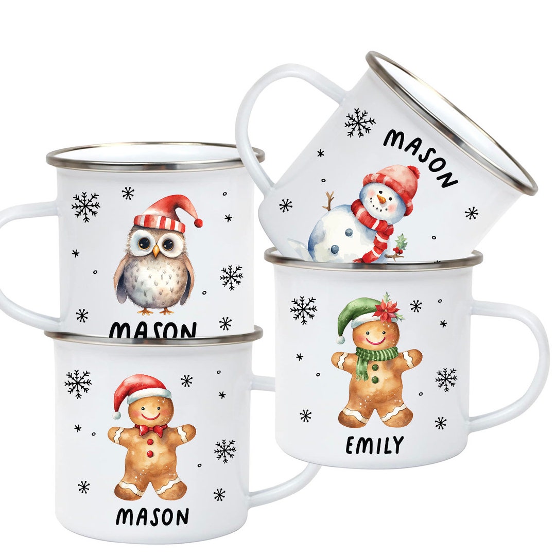Personalized Hot Chocolate Mug for Kids, Kids Christmas Enamel Mug ...