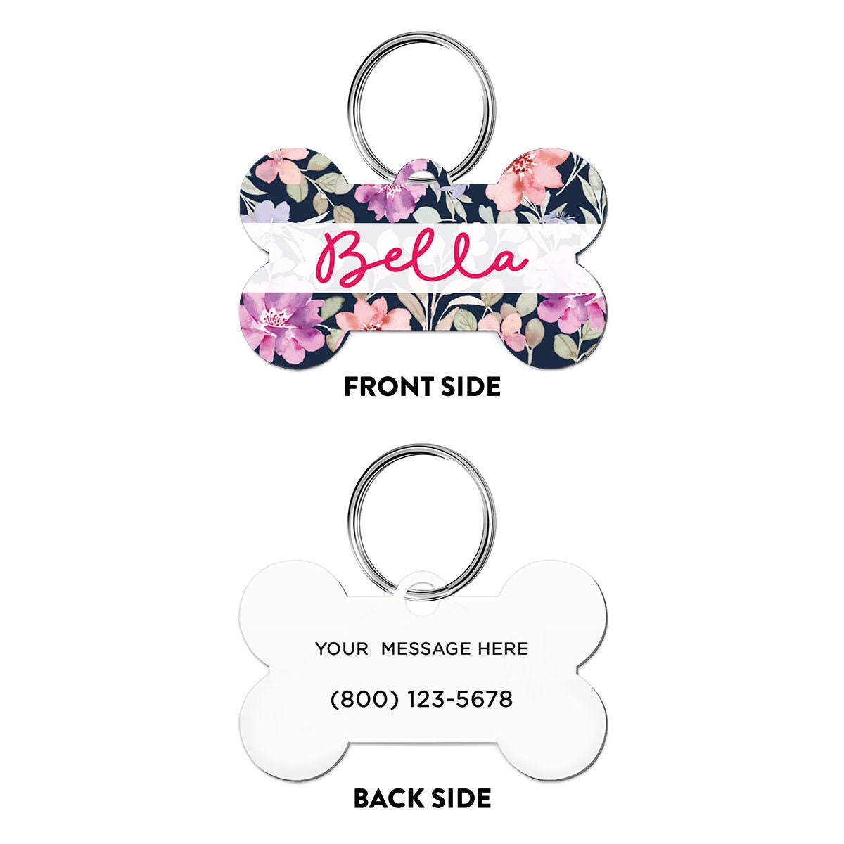 Pastel Pink Floral Custom Dog Tag, Dog ID Tag, Cat Tag, Name Tag, Cute ...