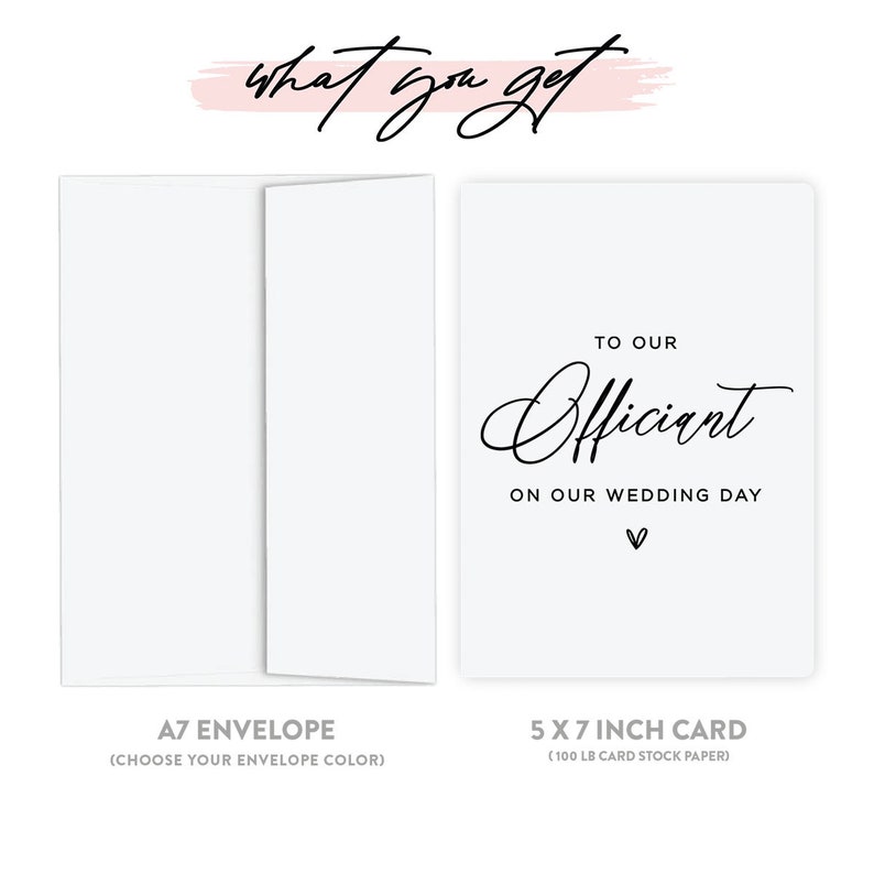 To Our Officiant Card, Thank You Officiant Card, Officiant Card, to Our ...