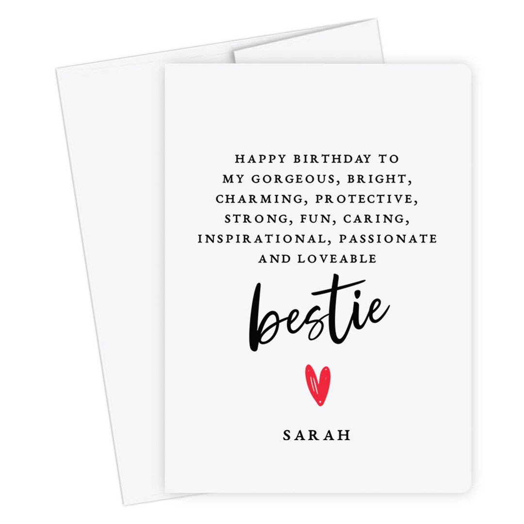 Happy Birthday Bestie Card, Best Friend Card, Bestie Birthday ...