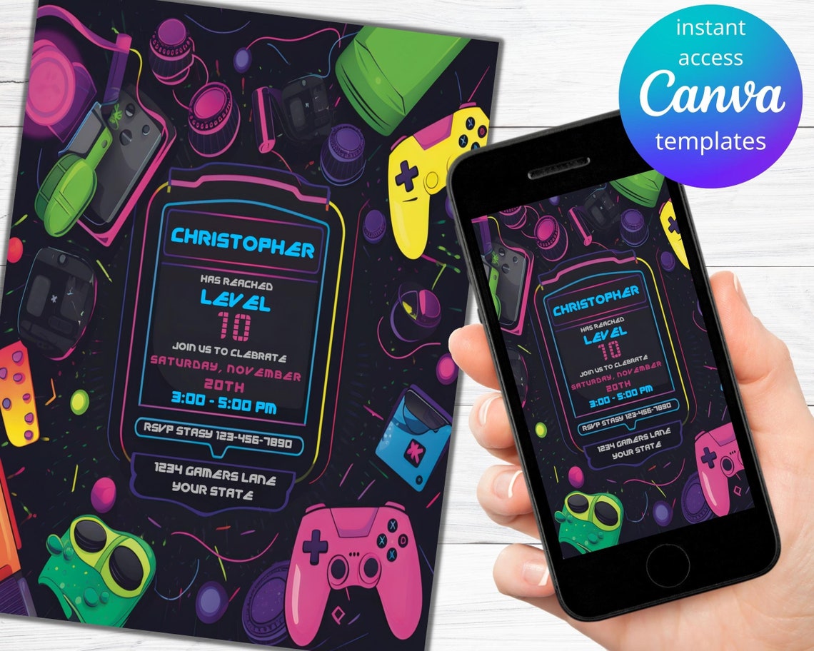 Level up Your Birthday Party With Our Gamer-themed Digital Invitation ...