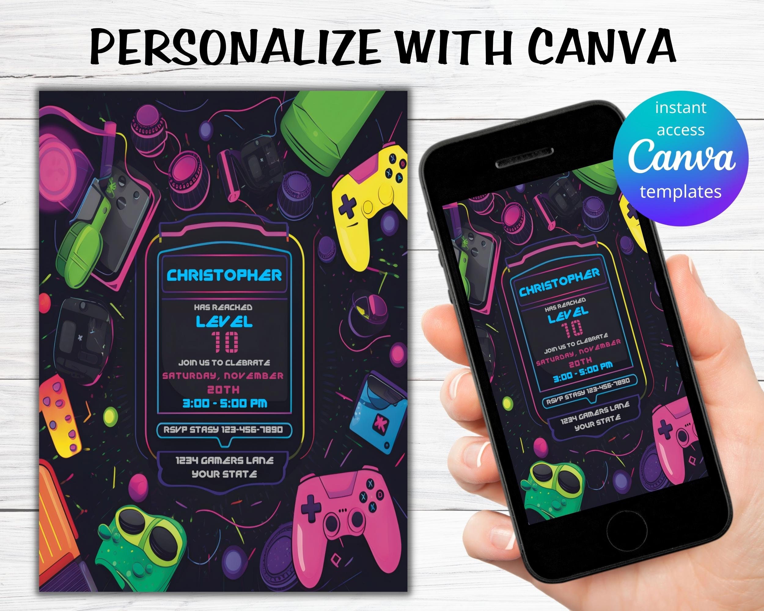 Level up Your Birthday Party With Our Gamer-themed Digital Invitation ...