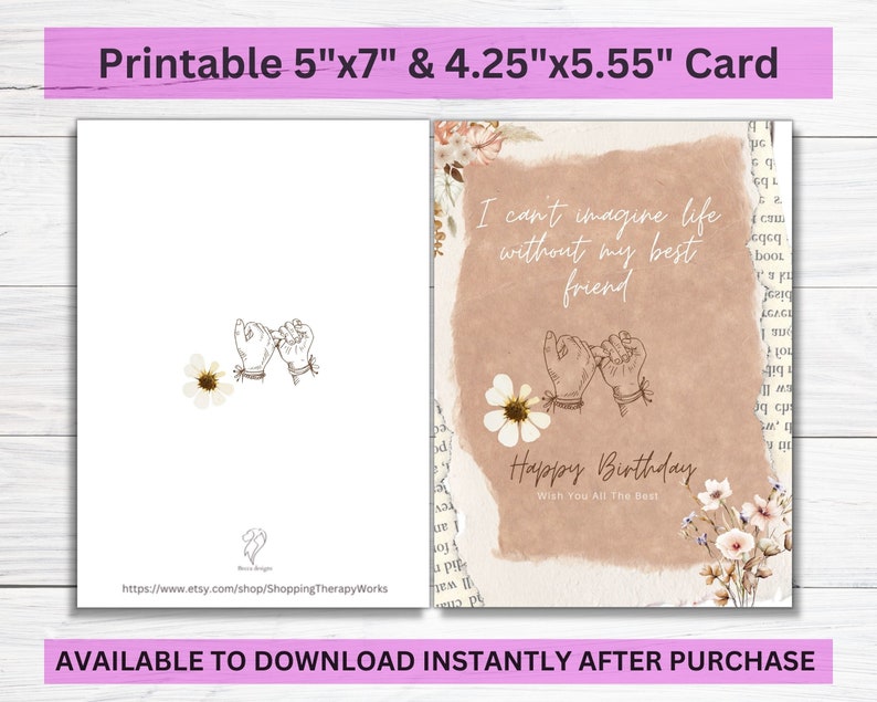 Happy Birthday BEST FRIEND Printable Card,friend Birthday Card ...