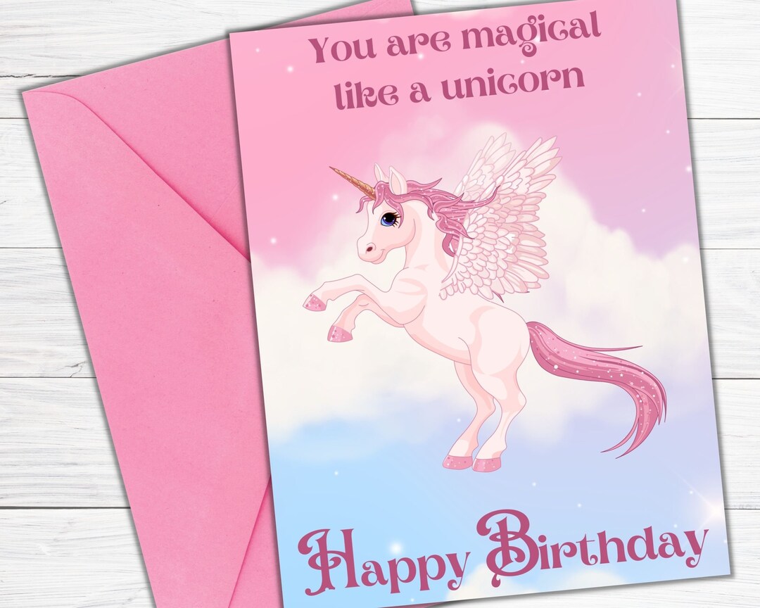 Unicorn Birthday Card PRINTABLE, Unicorn Birthday Card for Daughter ...