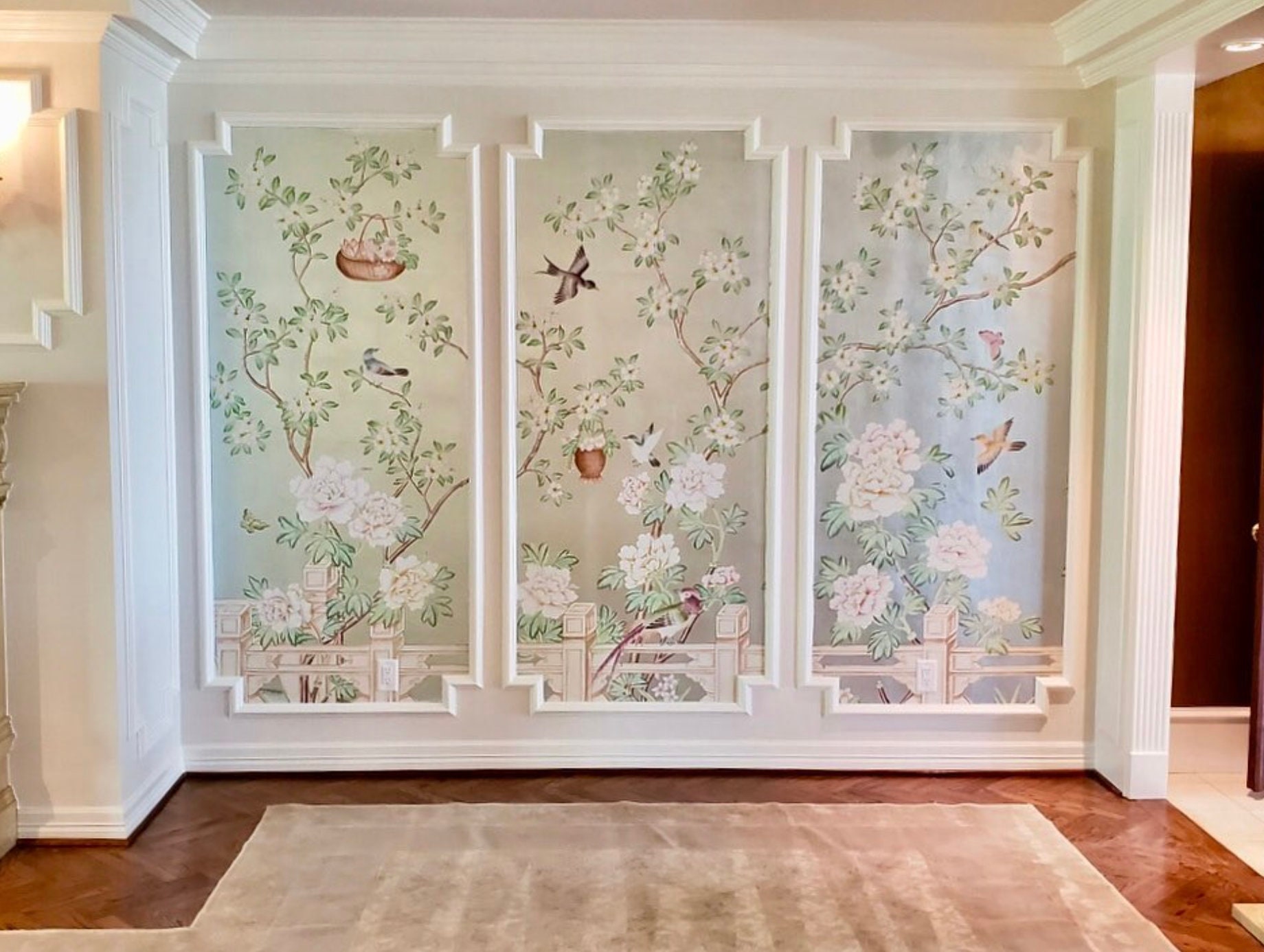 HERALDING SPRING Pavilion/chinoiseries Wallpaper/flower and Birds ...