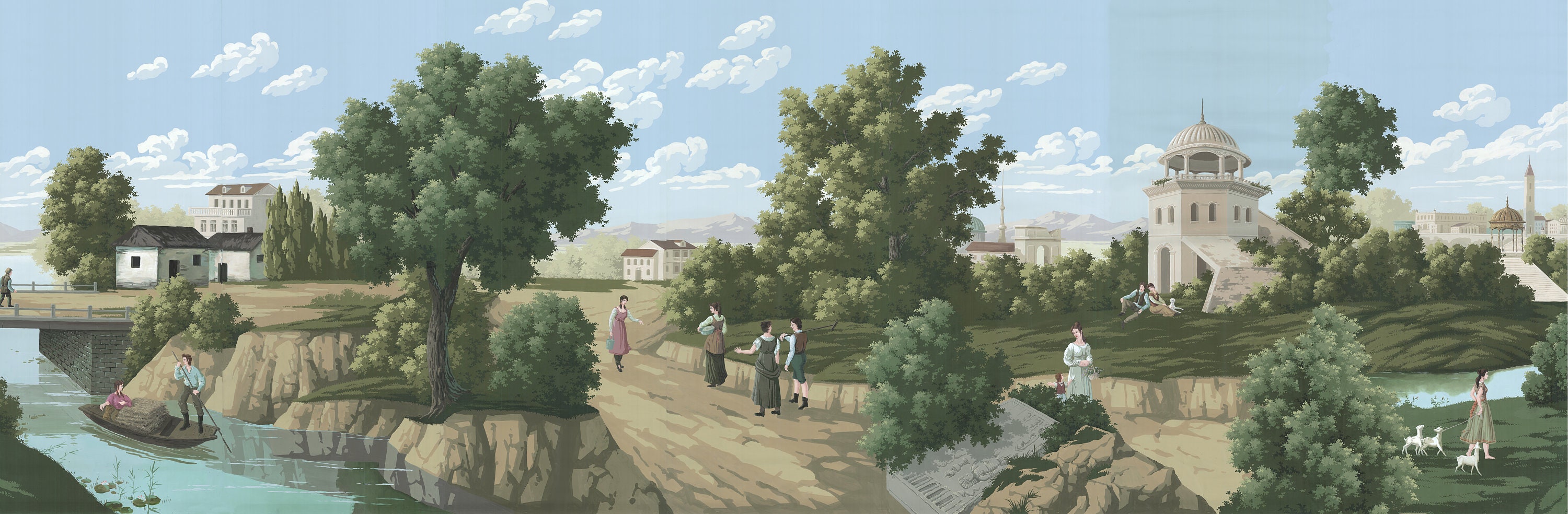 BELTON Village/scenic Wallpaper Printed on Non Woven Paper/french ...