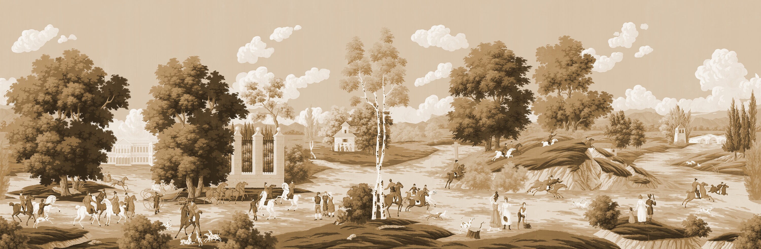 HUNTING Scene/scenic Wallpaper Printed on Non Woven Paper/french Scenic ...