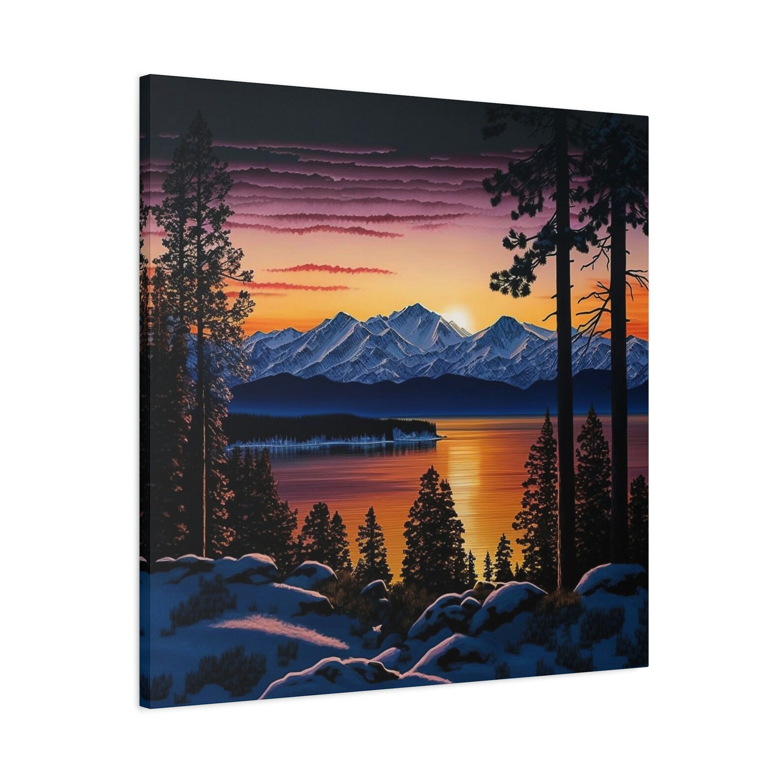 Lake Tahoe Wall Art | Drawing | Lake Tahoe Print | Hang Ready | Art ...