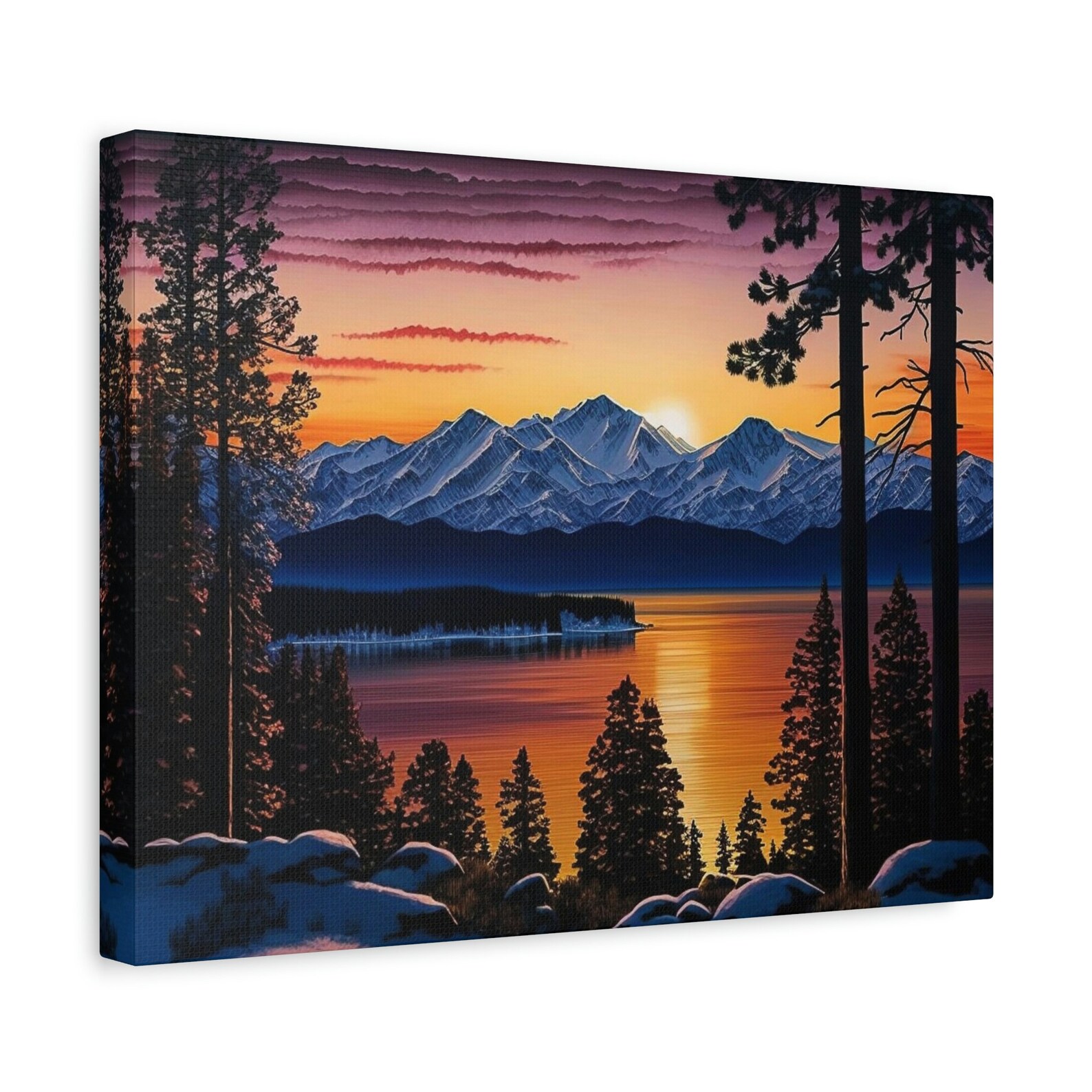 Lake Tahoe Wall Art | Drawing | Lake Tahoe Print | Hang Ready | Art ...