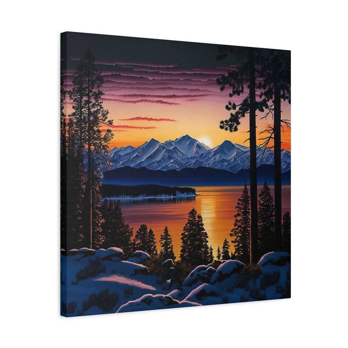 Lake Tahoe Wall Art | Drawing | Lake Tahoe Print | Hang Ready | Art ...