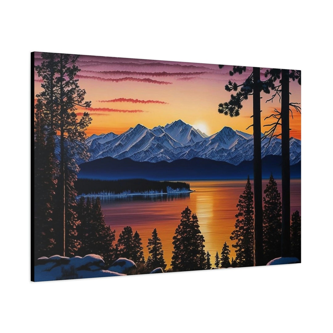 Lake Tahoe Wall Art Drawing Lake Tahoe Print Hang Ready - Etsy