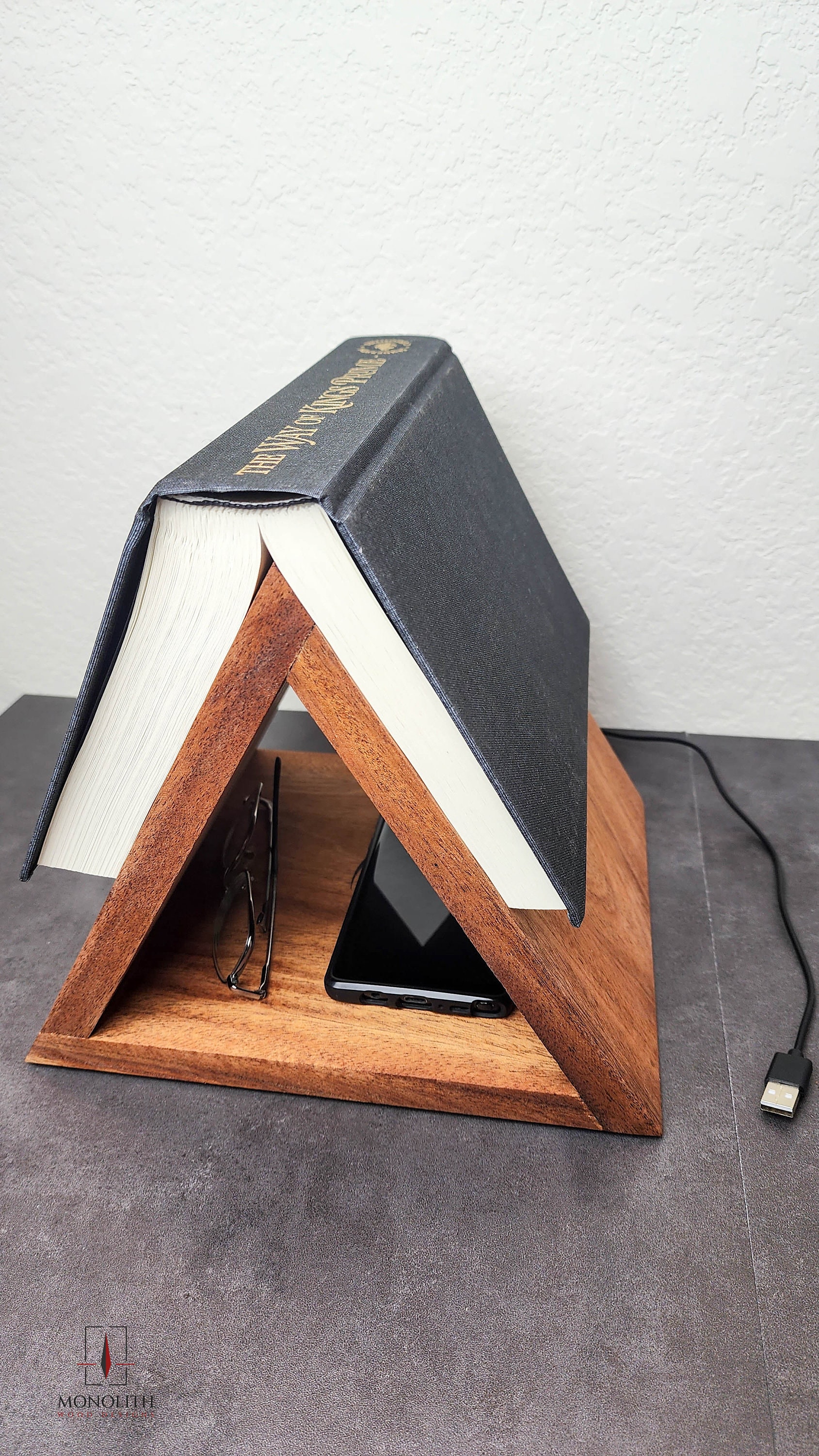 Book Rest Wooden Book Rest Triangle Bookstand Nightstand Book Valet ...