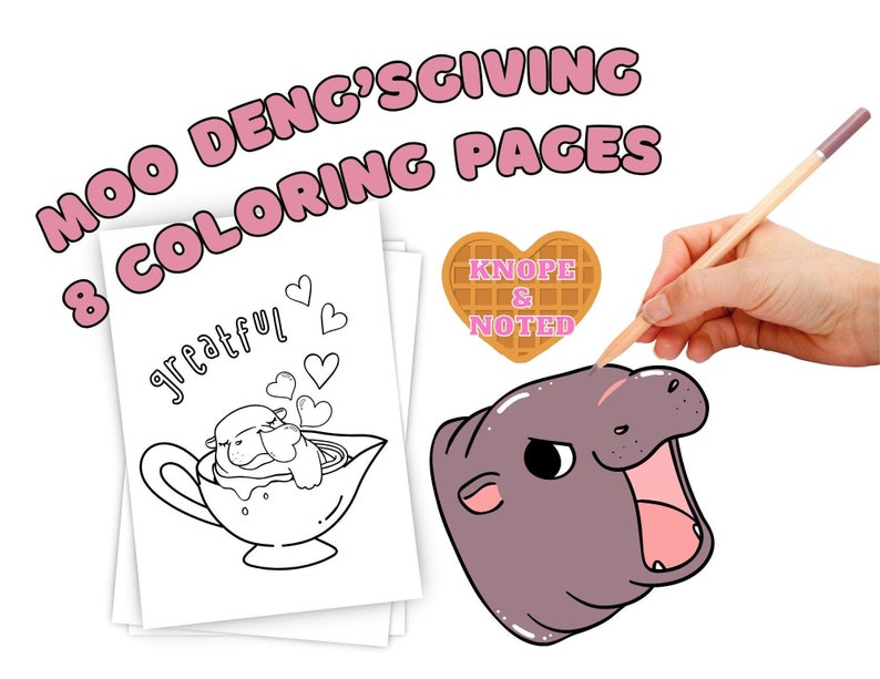 Thanksgiving Coloring Pages Moo Deng Coloring Print at Home Kid's ...