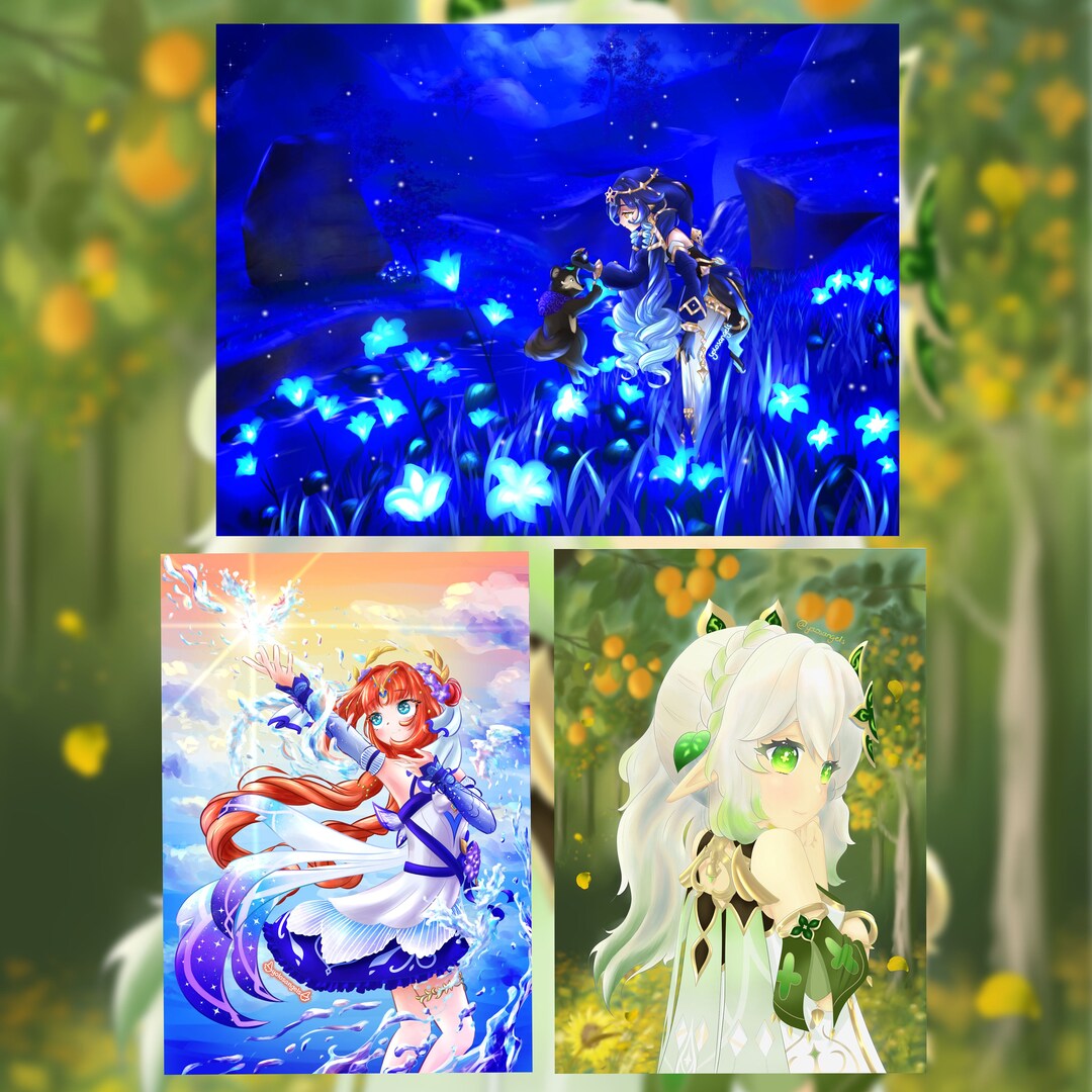 Genshin Impact Sumeru Fanart A5 Art Prints Layla, Nilou and Nahida ...