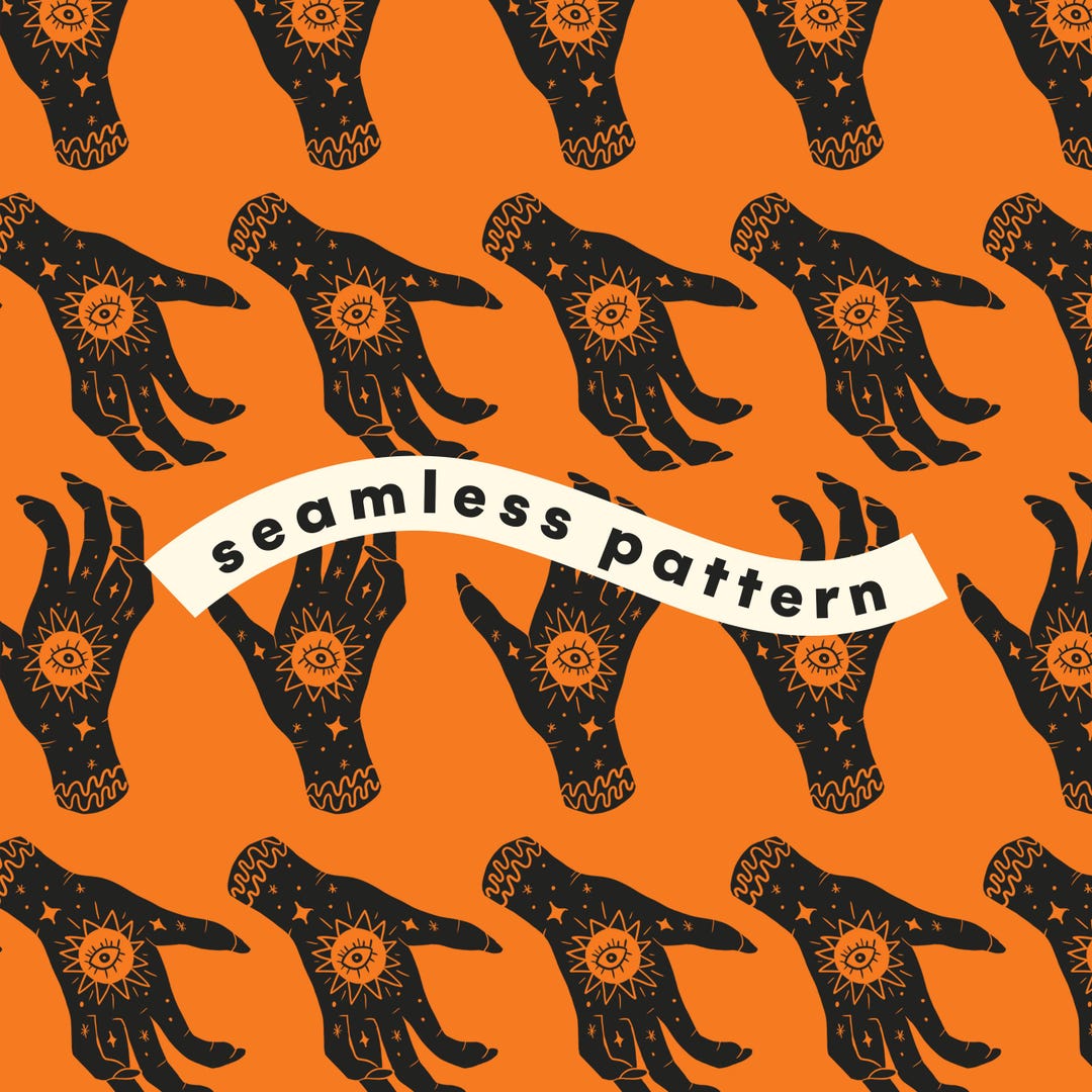 Spooky Hand Seamless Pattern - Halloween Witchy Print (digital Download ...
