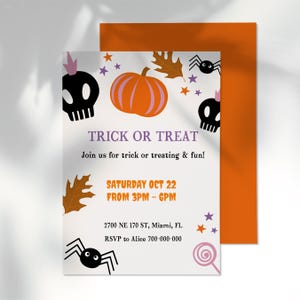 Editable Trick or Treat Invitation | Spooky Halloween Canva Template ...