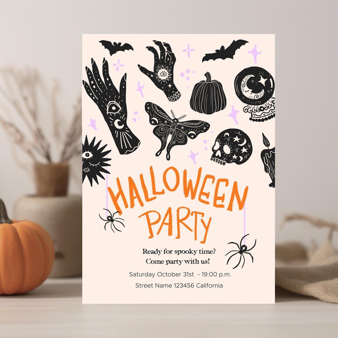 HALLOWEEN PARTY INVITATION | Printable Spooky Design | Editable Canva ...