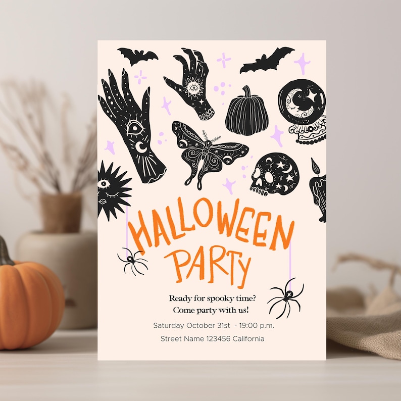 HALLOWEEN PARTY INVITATION | Printable Spooky Design | Editable Canva ...