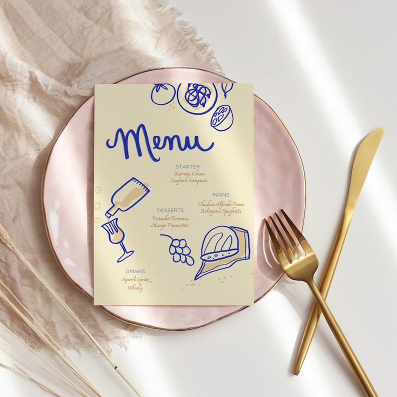 Hand-drawn Menu for Dinner Party Shabbat Dinner Easy to Edit Canva ...