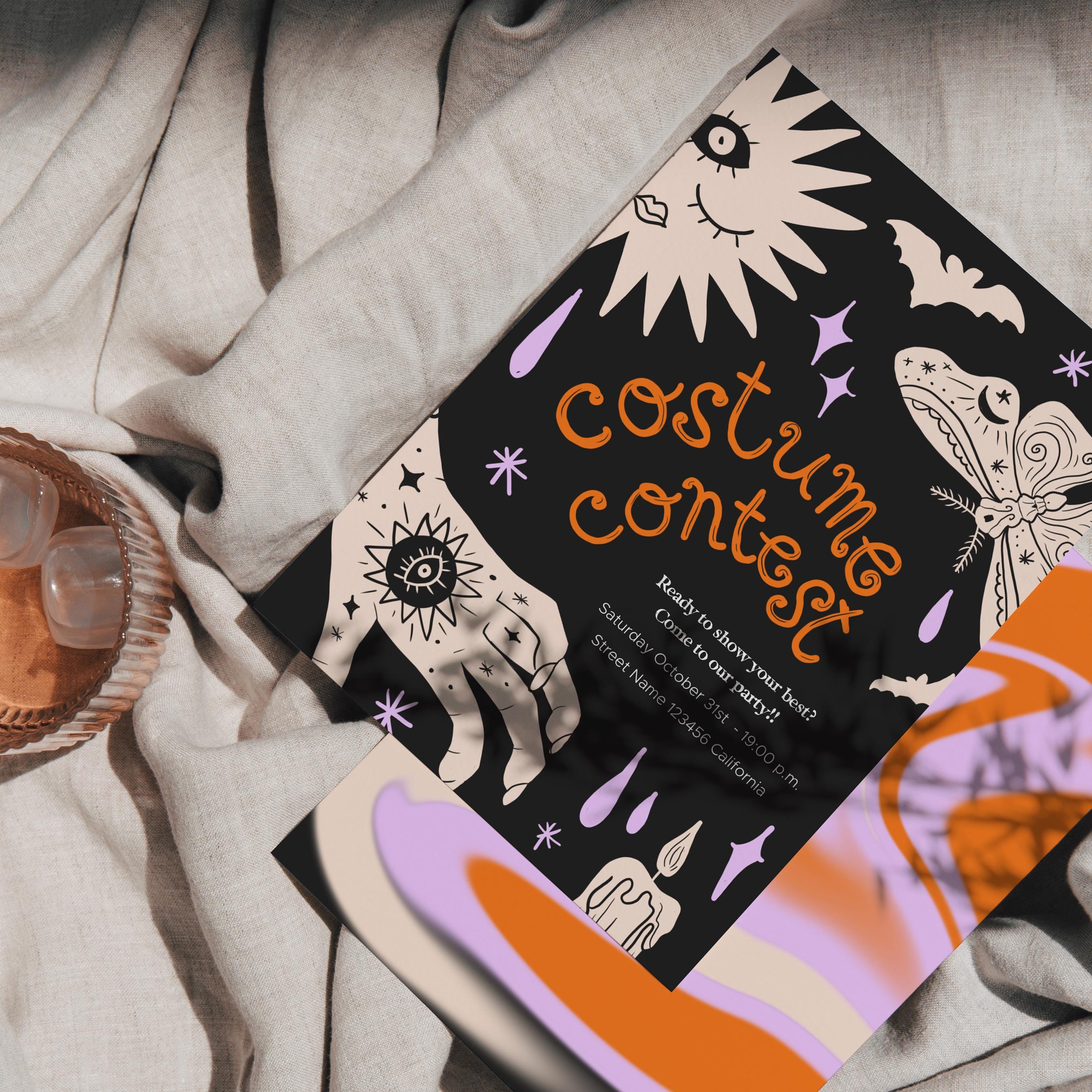 Halloween Costume Contest Invitation | Spooky Clip Art (canva Template ...