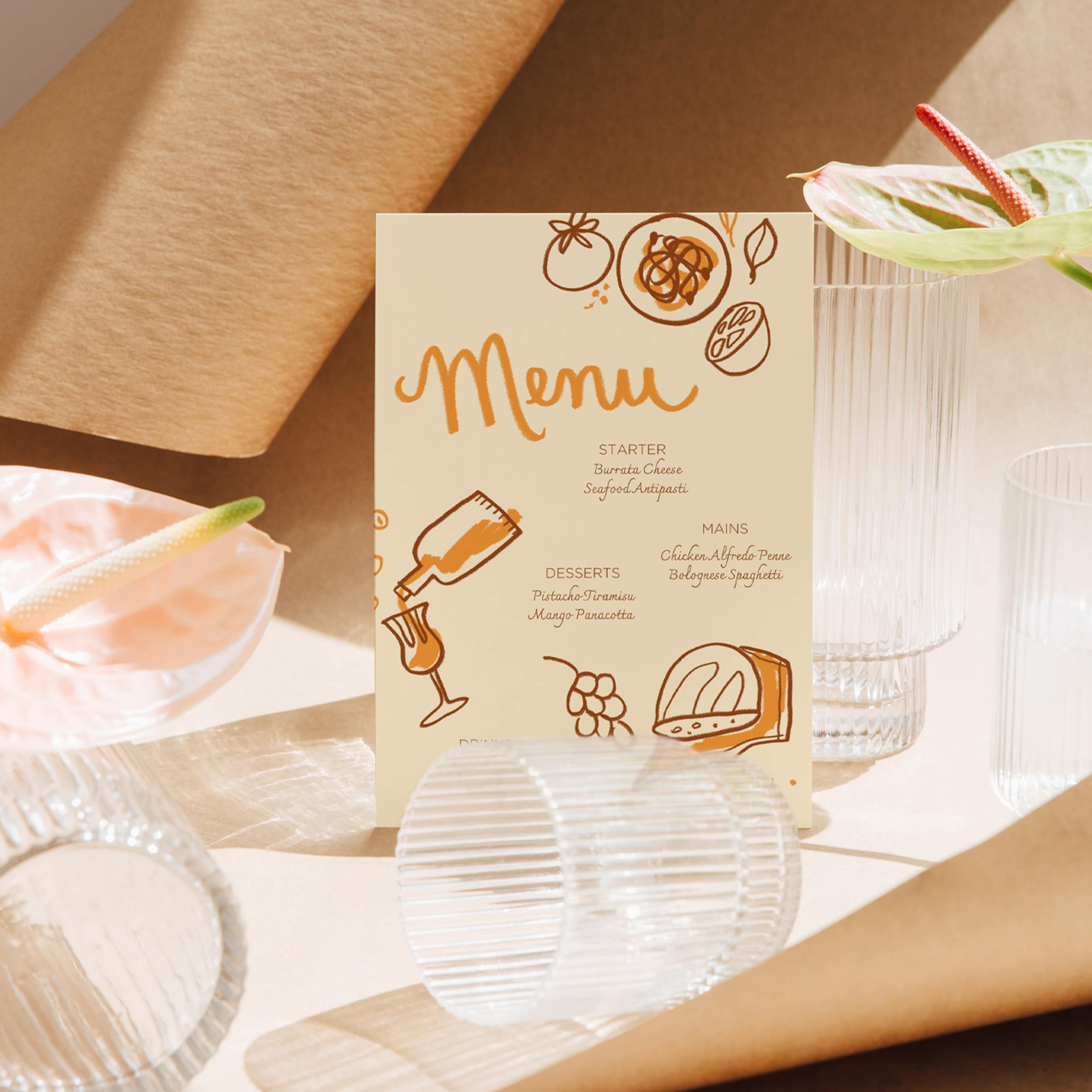 Hand-drawn Menu for Dinner Party | Shabbat Dinner | Easy to Edit Canva ...