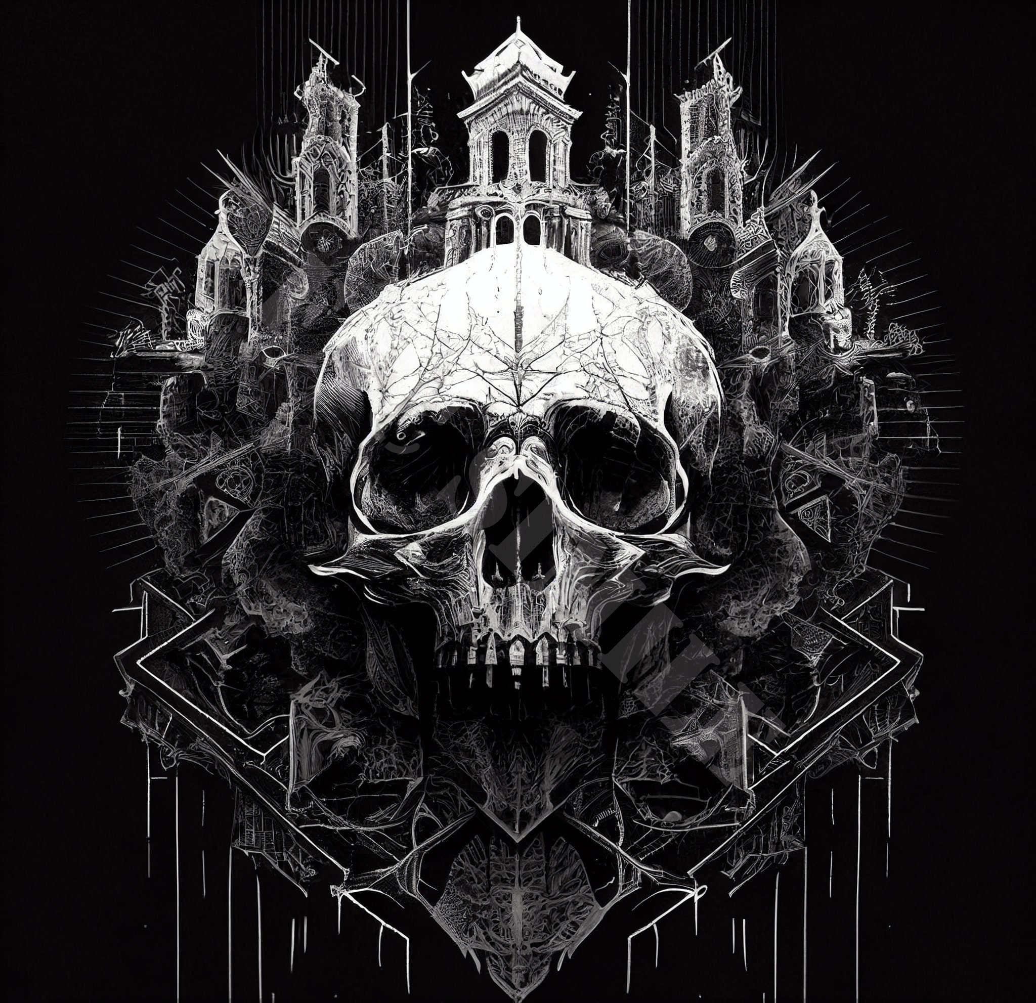 Underworld Skull - Printable AI Generated Art, Art Print, Instant ...