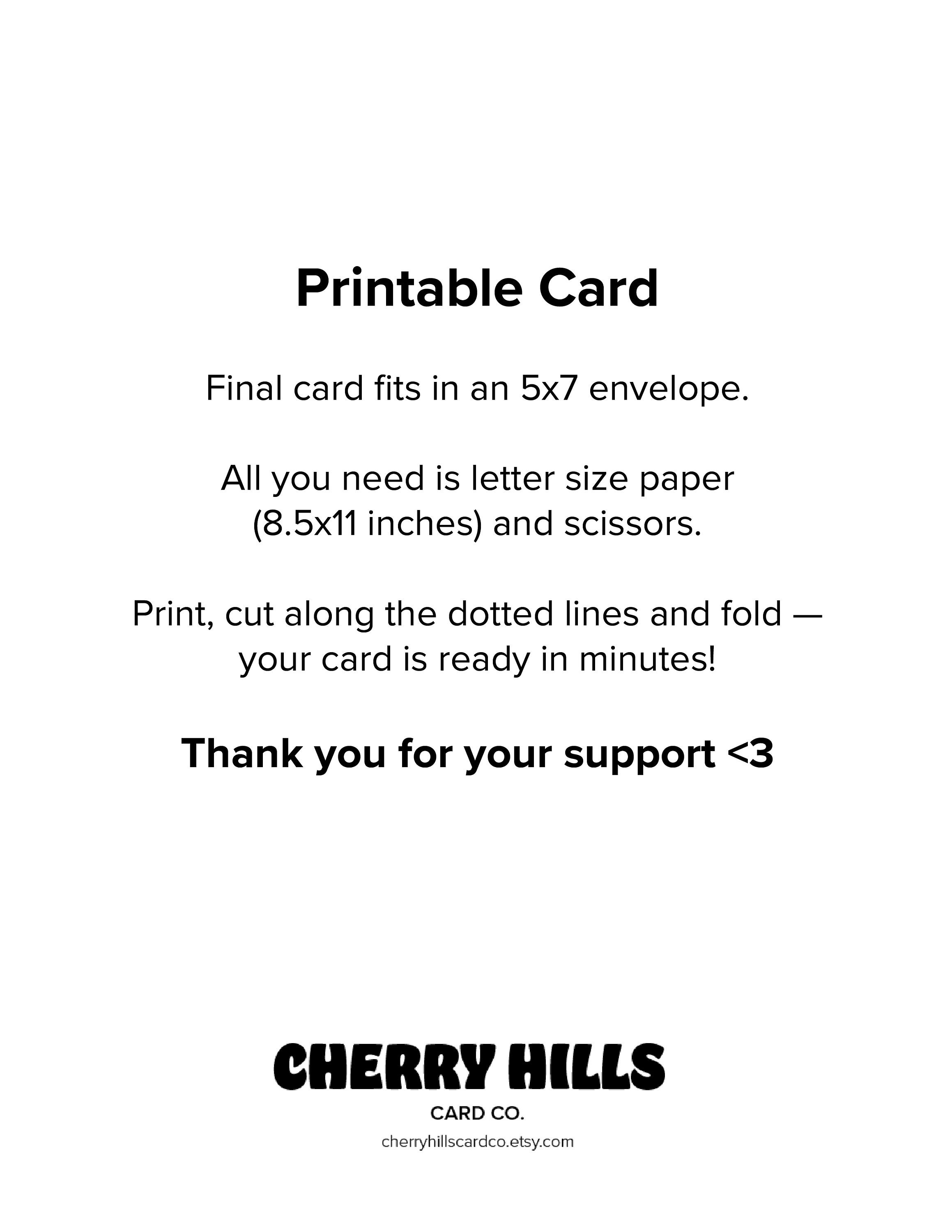 Happy Birthday Printable Card / Instant Download PDF / Card Template ...
