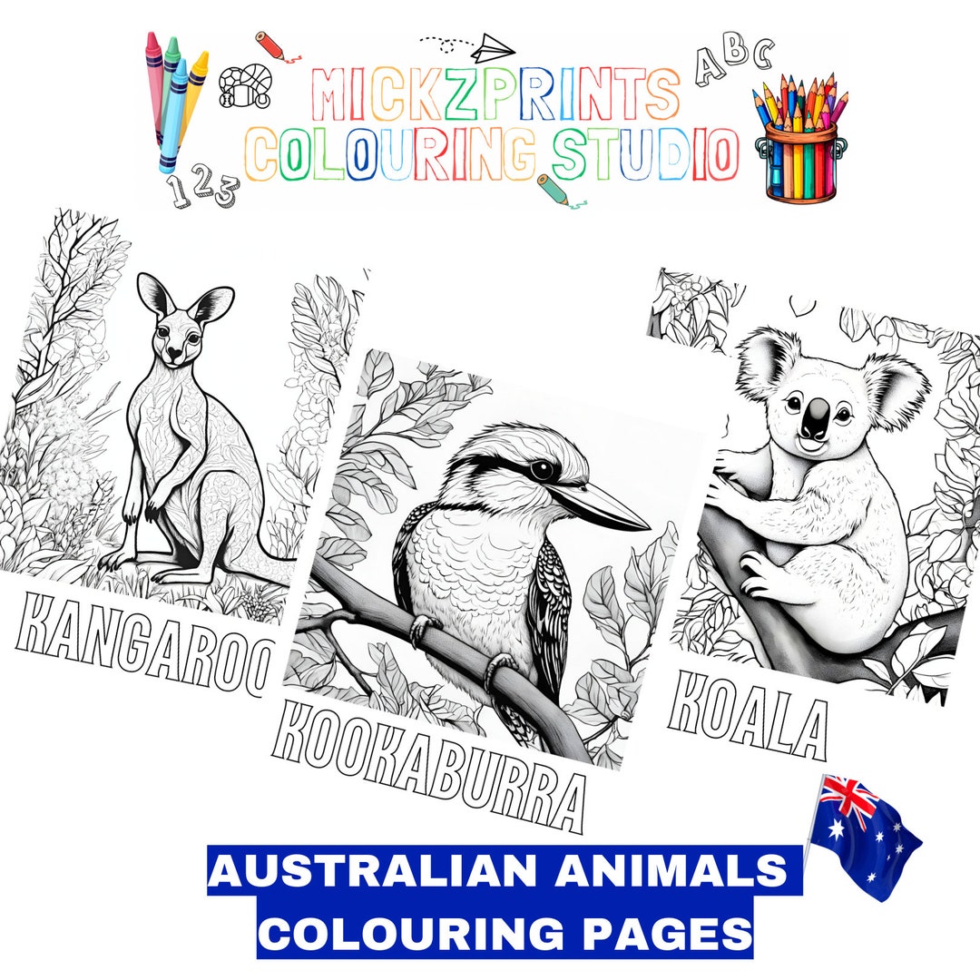 Australian Animals Bundle Colouring Pages, 10 Sheet Colouring Book for ...