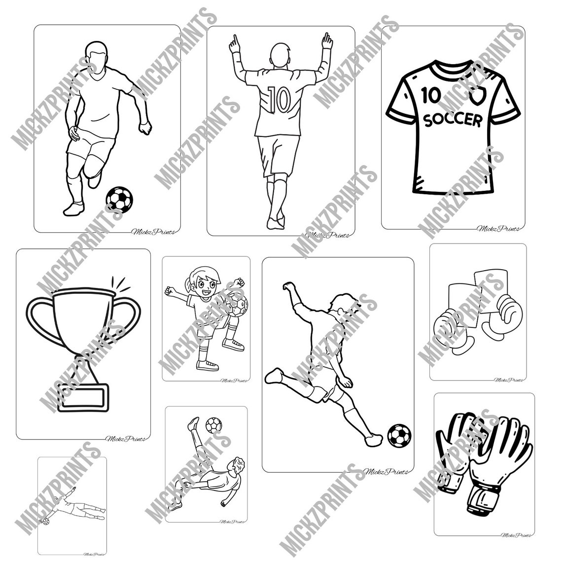 Soccer Printable Bundle Colouring Pages, 10 Sheet Football Colouring ...