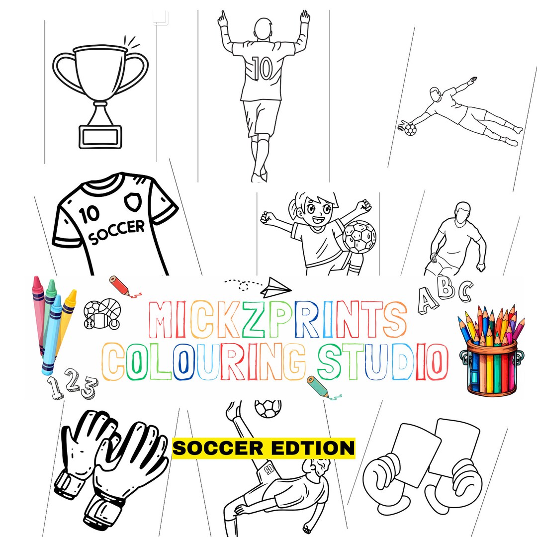 Soccer Printable Bundle Colouring Pages, 10 Sheet Football Colouring ...