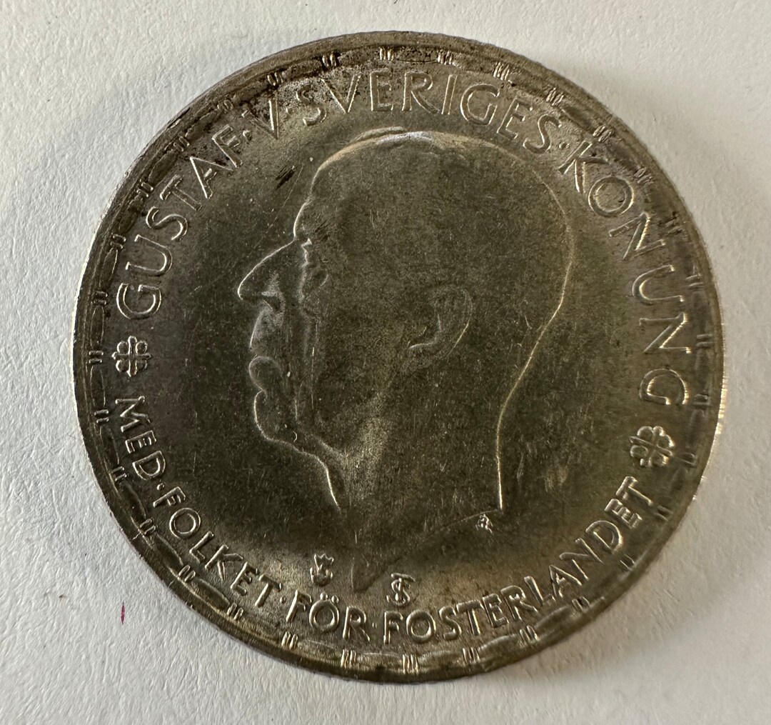SILVER - 1947 Sweden 1 Krona Gustaf V Sveriges Konung Coin - Etsy