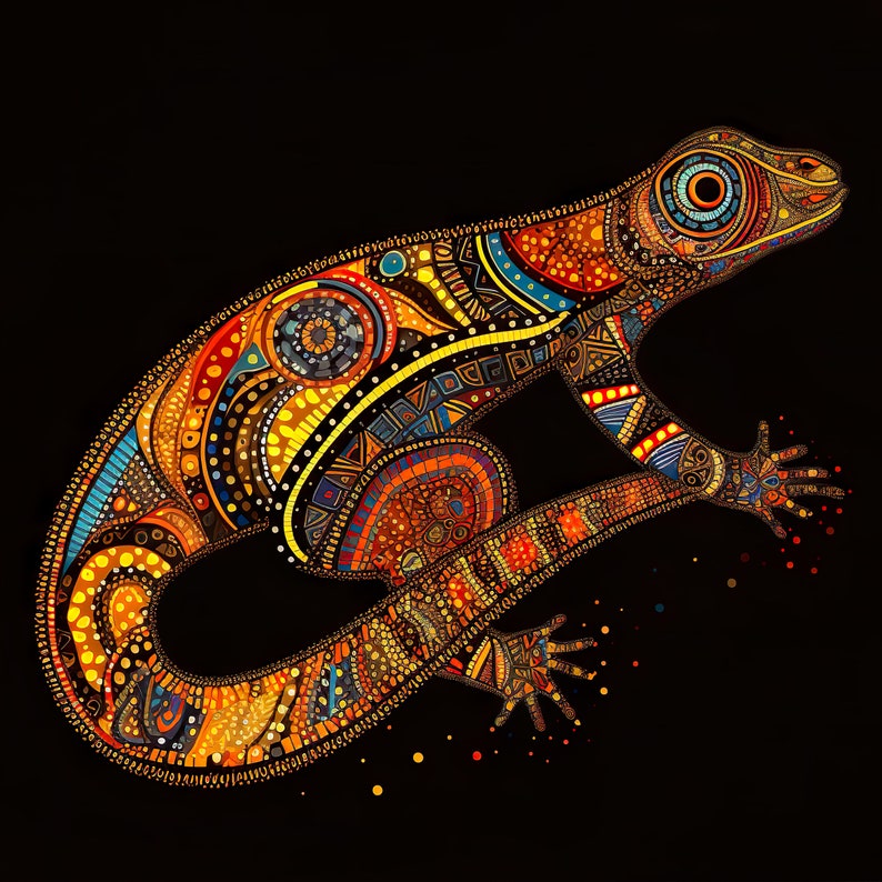 Vibrant Aboriginal Lizard Art: A Kaleidoscope of Indigenous Creativity ...