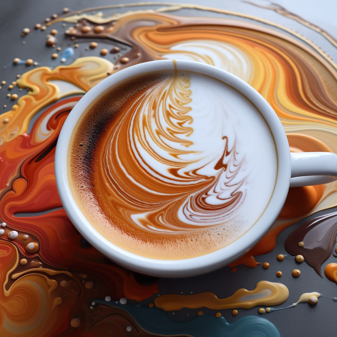 Vibrant Abstract Coffee Art in a Cup Print: Perfect Wall Decor for ...