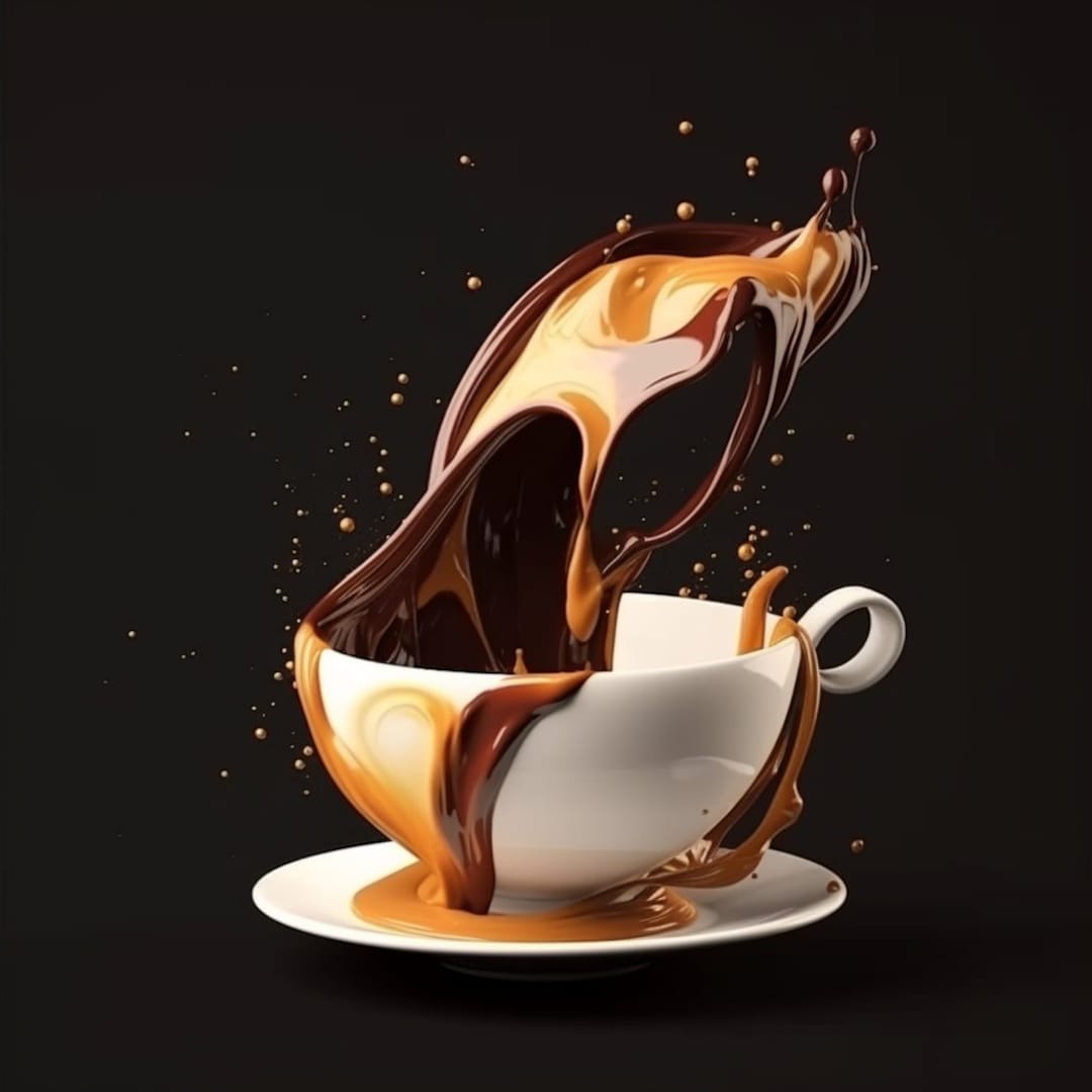 Midnight Latte Masterpiece: Abstract Style Coffee Art With Black ...