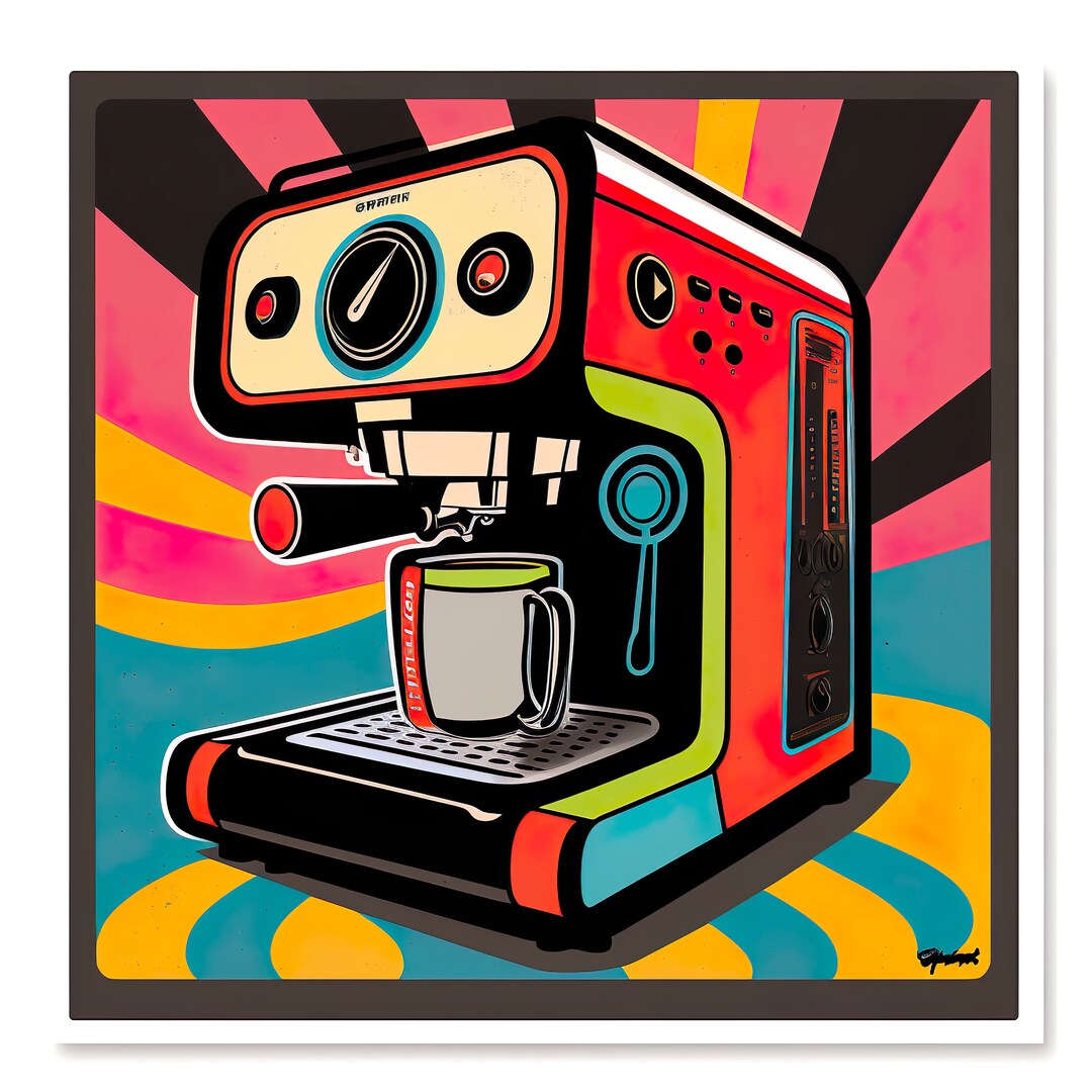 Coffee Machine Pop Art Deco: Bold, Vibrant Tribute to Espresso & Retro ...
