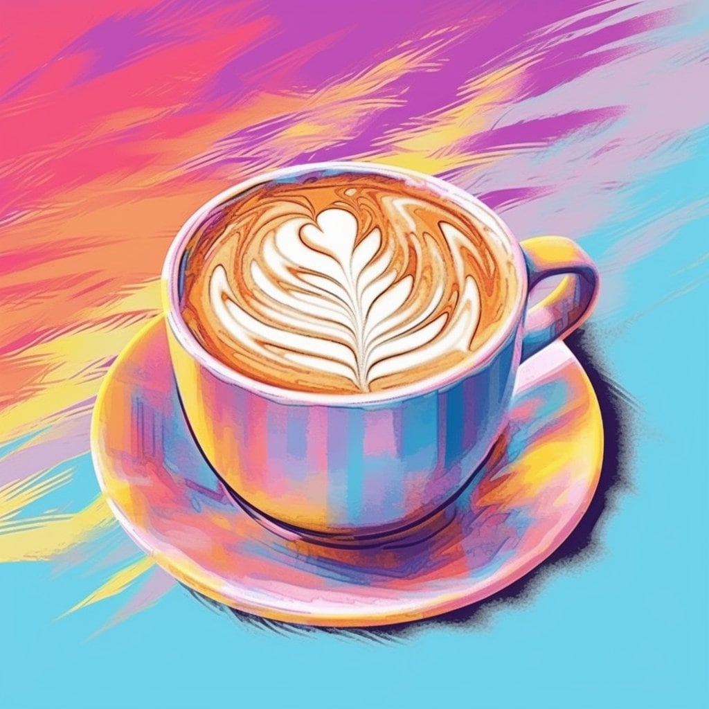 Set of 5 Pastel Pop Art Latte Cup Prints - Washed Out Colours - Digital ...