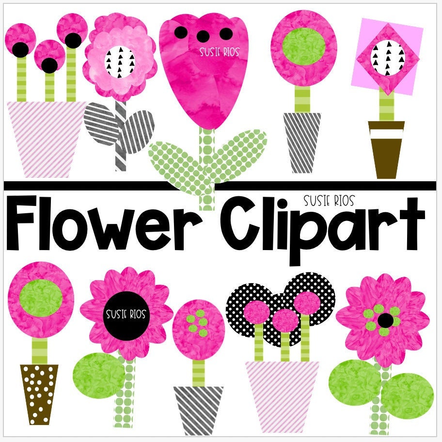 Pink Flower Clip Art - Etsy