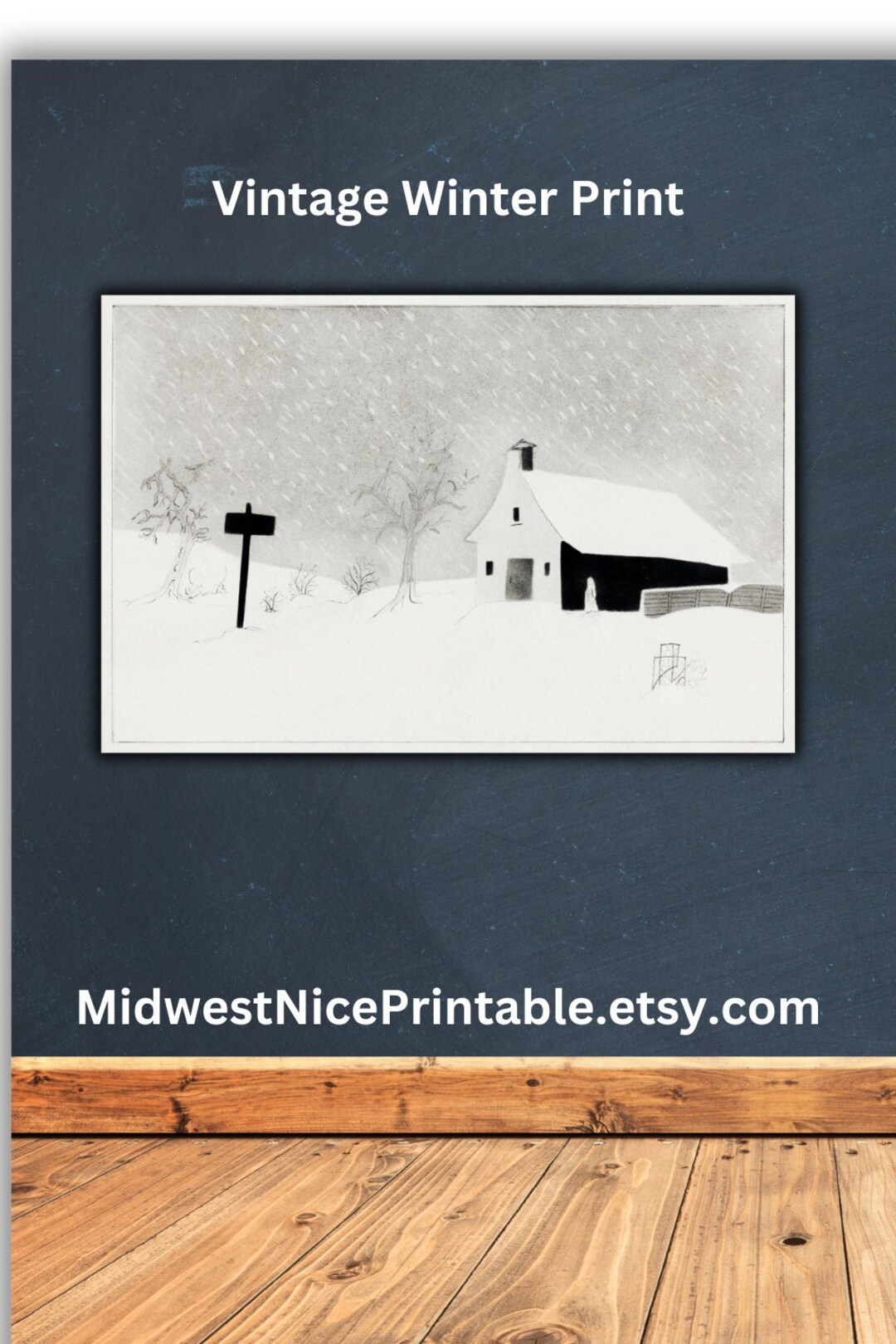 Winter Barn Landscape Printable - Etsy