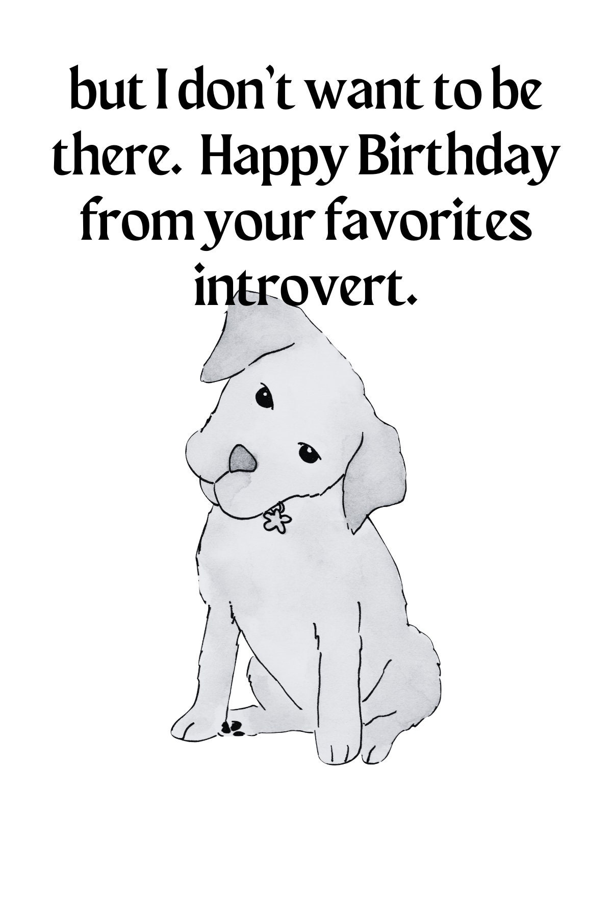 Happy Birthday Digital Download Card From the Introvert. Black and ...